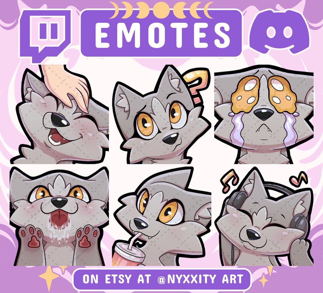Gray Wolf Twitch and Discord Emotes Set #2 | 6 Cool Emojis for ...