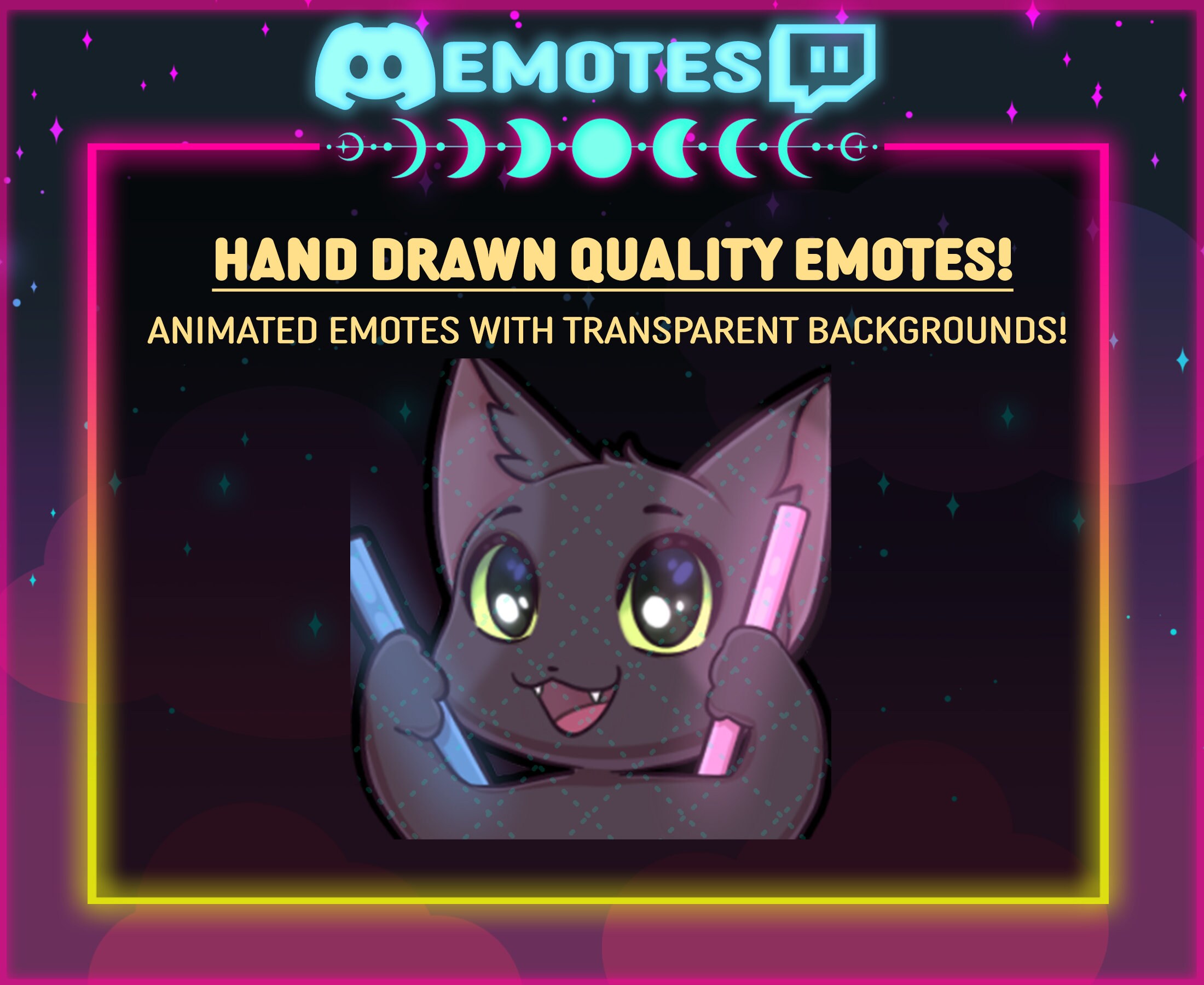 Animated Black Cat Rave Twitch Emote Funny Black Cat Emote - Etsy