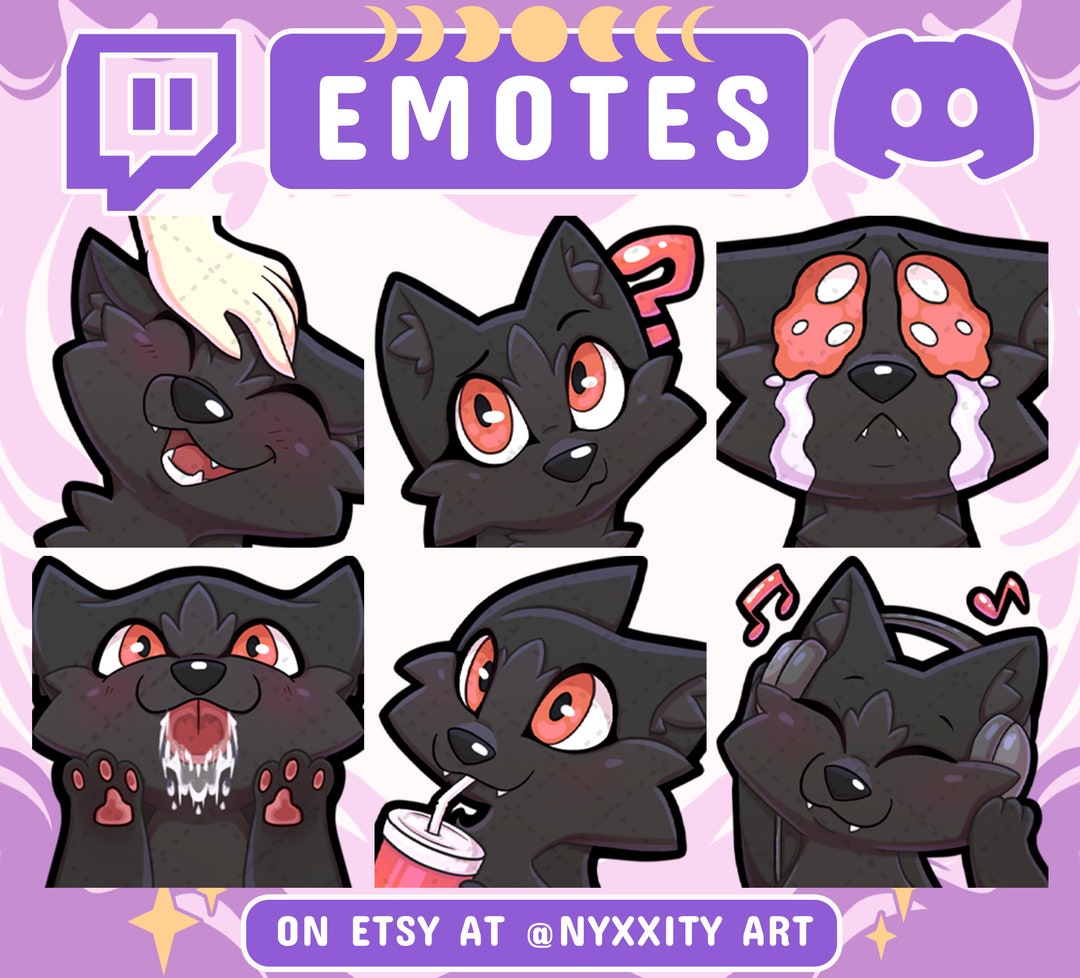 Black Wolf Twitch and Discord Emotes Set #2 | 6 Cool Emojis for ...