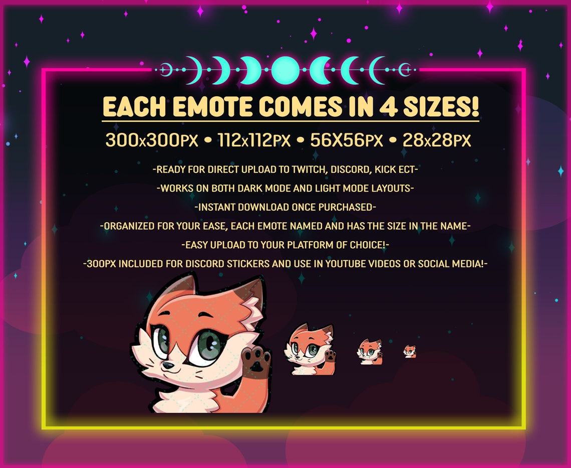 Red Fox Twitch and Discord Emotes 6 Cool Emojis for - Etsy