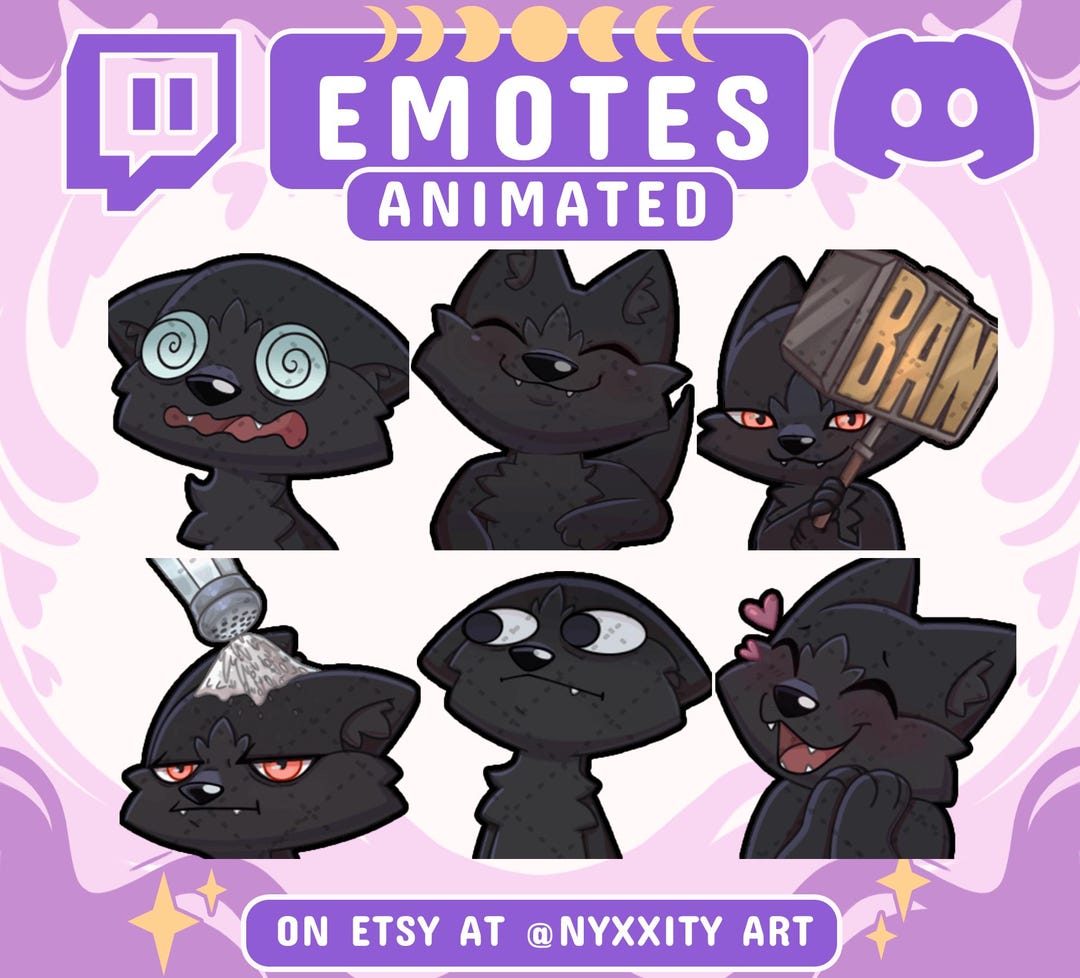 Animated + Static Wolf Twitch Emotes | Instant Download | 6 Cool Custom ...