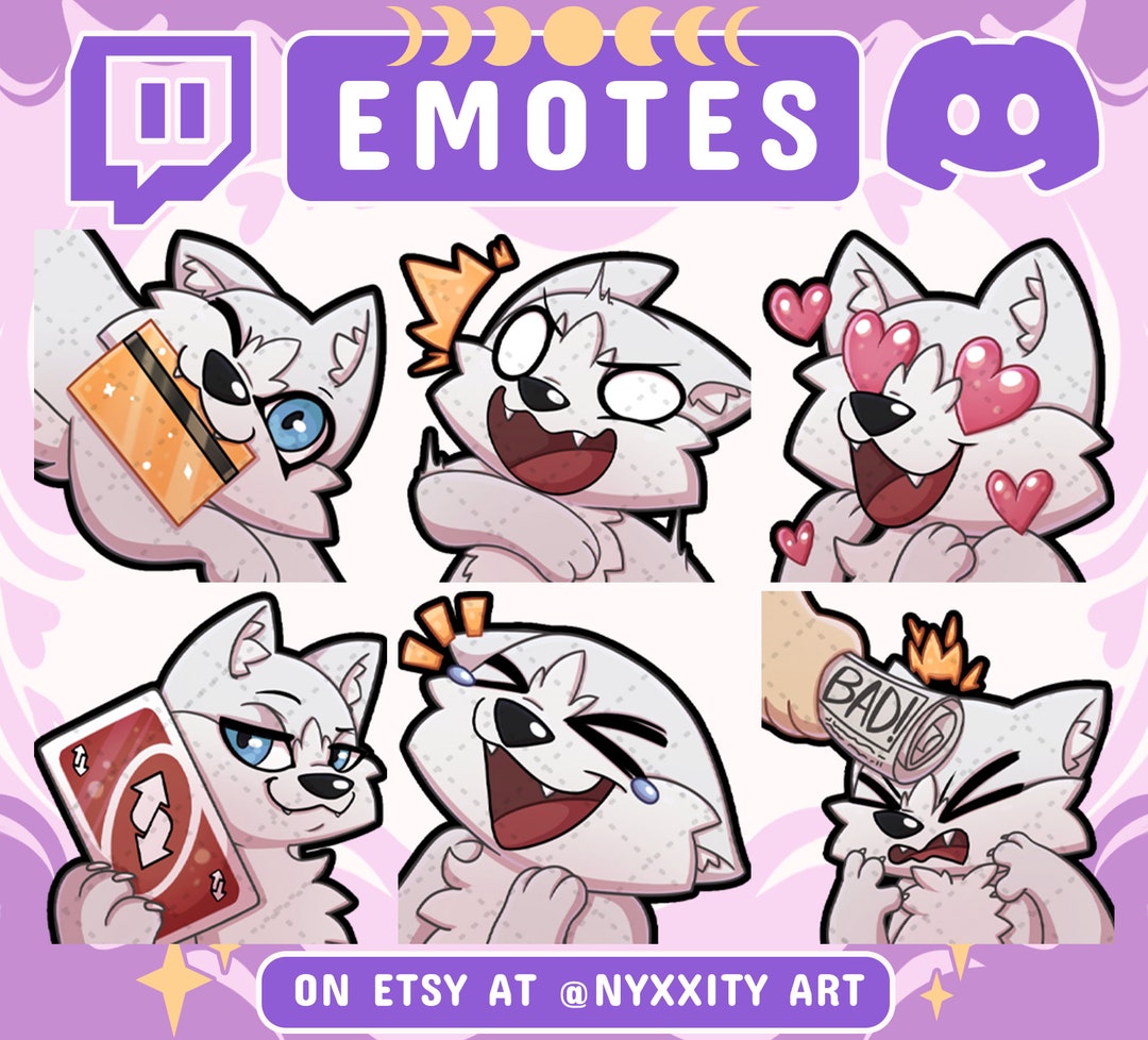 White Wolf Twitch and Discord Emotes Set #3 | 6 Cool Emojis for ...