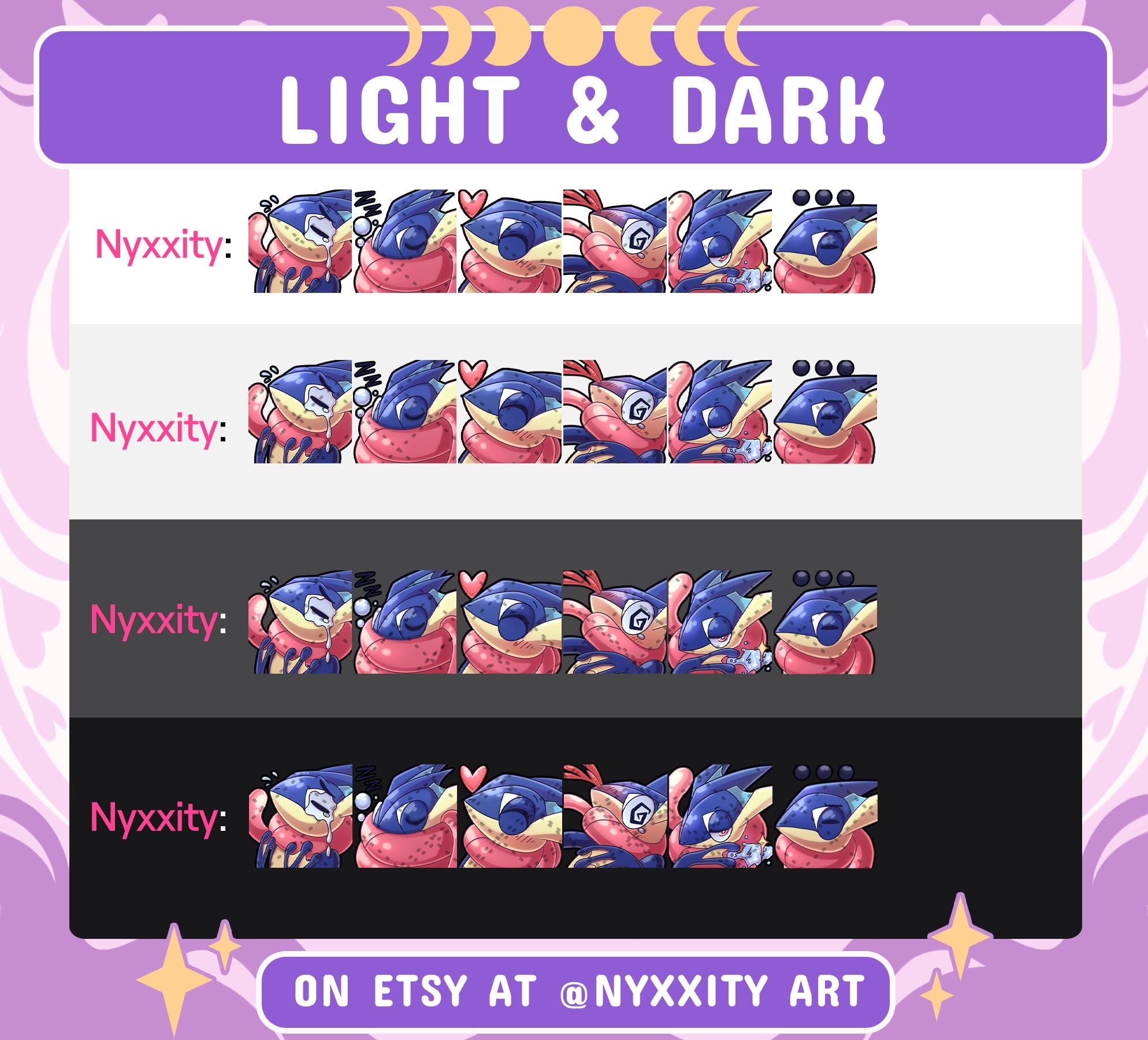 Greninja Twitch Emote Set | 6 Cool Emojis for Streamers | Wolf Emotes ...