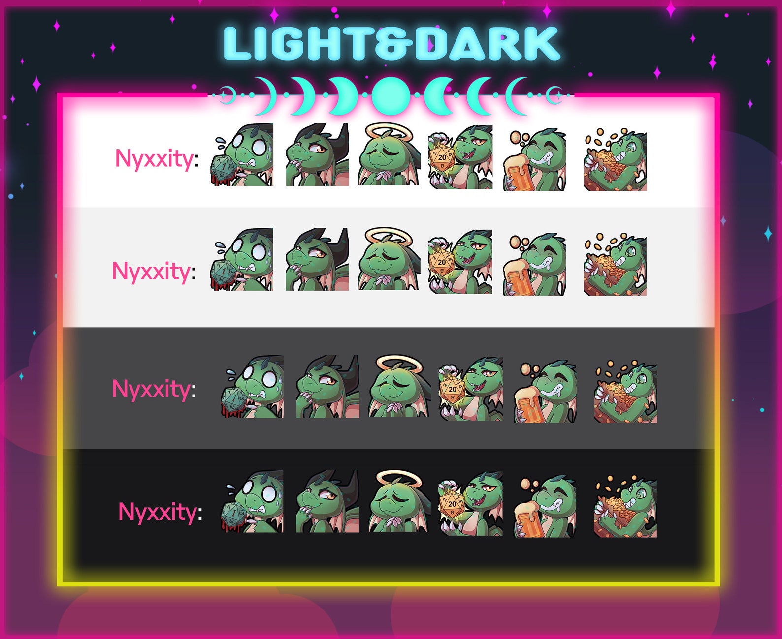 Dragon Twitch and Discord Emotes Set 2 Green 6 Cool Dnd - Etsy