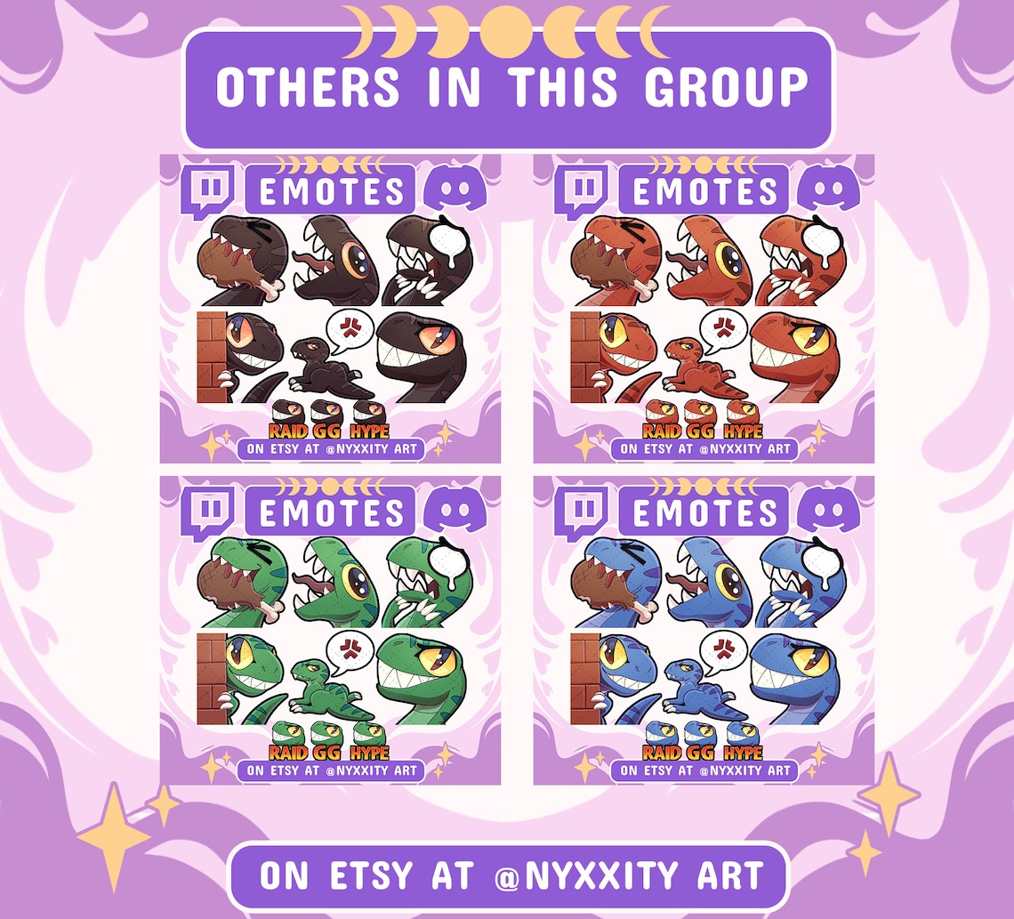 Dinosaur Twitch Emote Bundle, Raptor Twitch Emote Set for Streamer ...