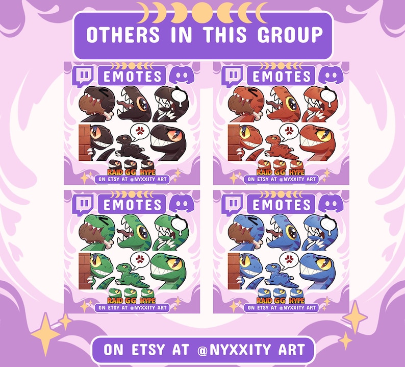 Dinosaur Twitch Emote Bundle, Raptor Twitch Emote Set for Streamer ...