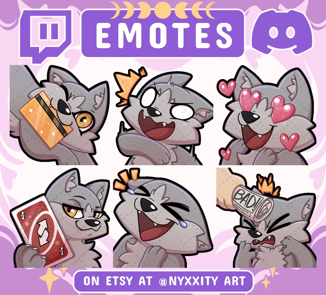 Gray Wolf Twitch and Discord Emotes Set #3 | 6 Cool Emojis for ...