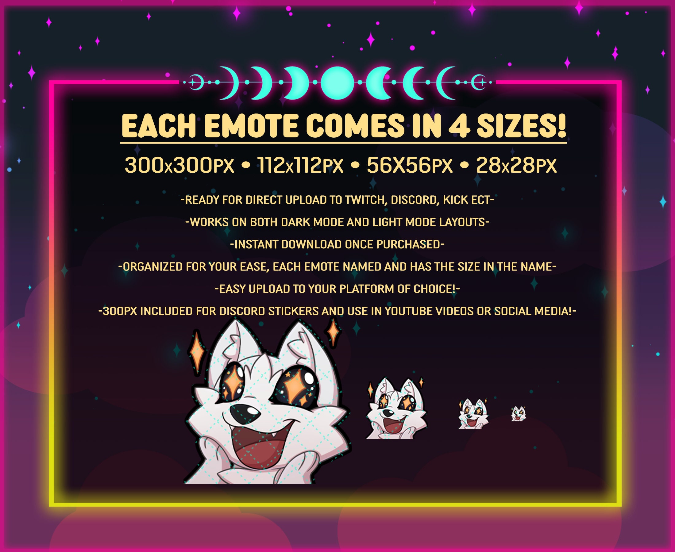 White Wolf Twitch and Discord Emotes Set 4 6 Cool Emojis - Etsy