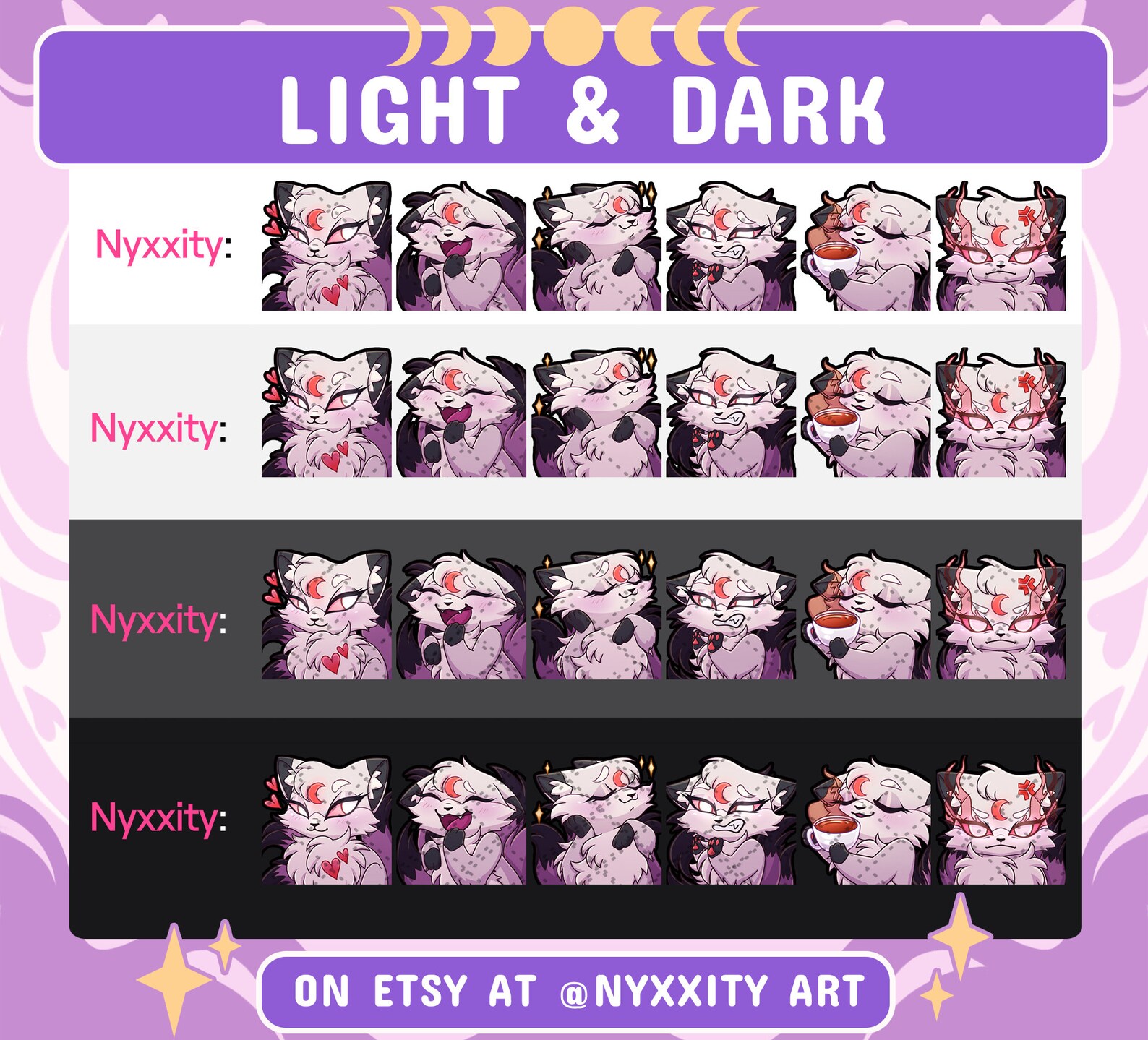 Lunar Fox Emotes Set: Twitch & Discord Streamer Emojis (digital ...
