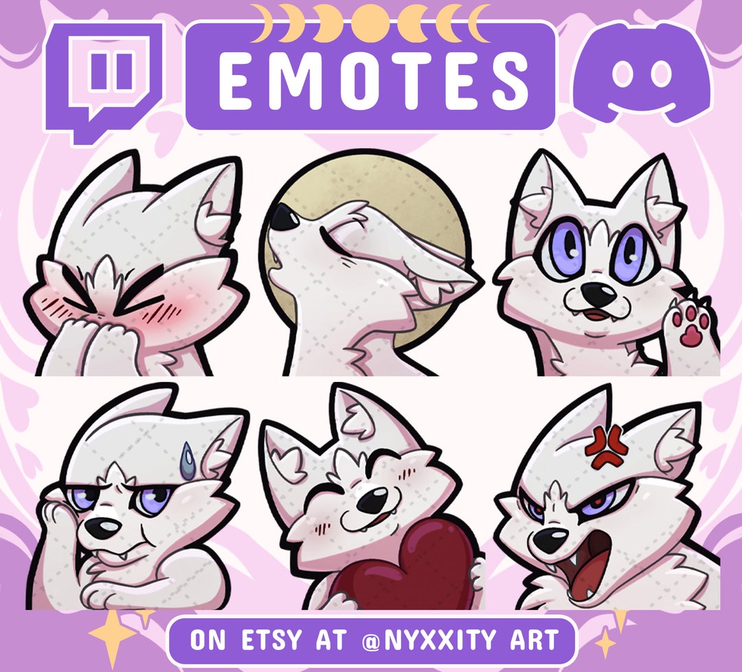 White Wolf Twitch and Discord Emotes Set #1 | 6 Cool Emojis for ...