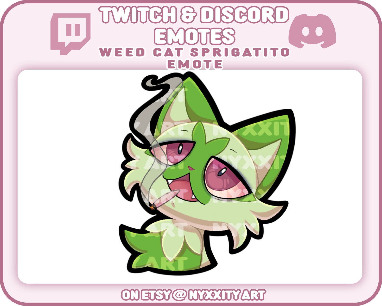 Sprigatito Weed Cat Twitch Emote Meme Kawaii Twitch Emote / - Etsy
