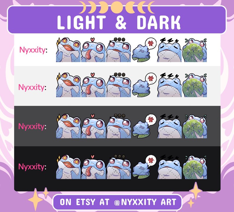 Frog Emotes Twitch Emote Set | 6 Cool Emojis for Streamers | Wolf ...