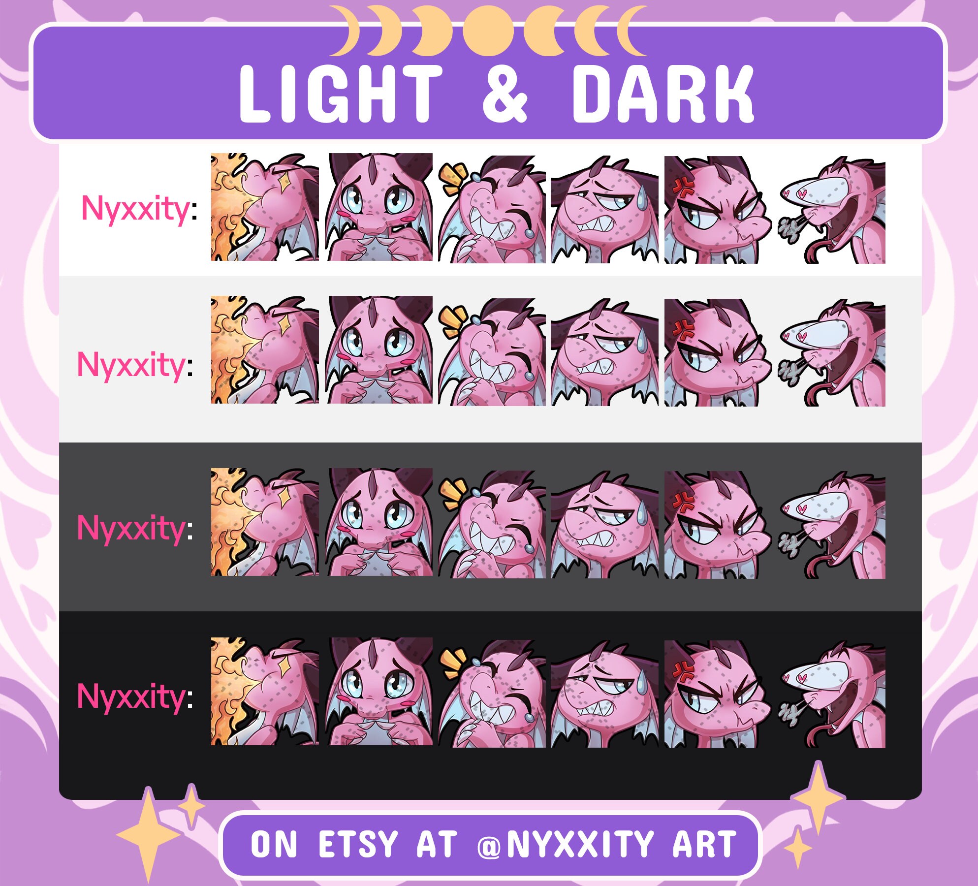 Dragon Twitch and Discord Emotes Set #1 Pink | 6 Cool Dnd Emojis for ...