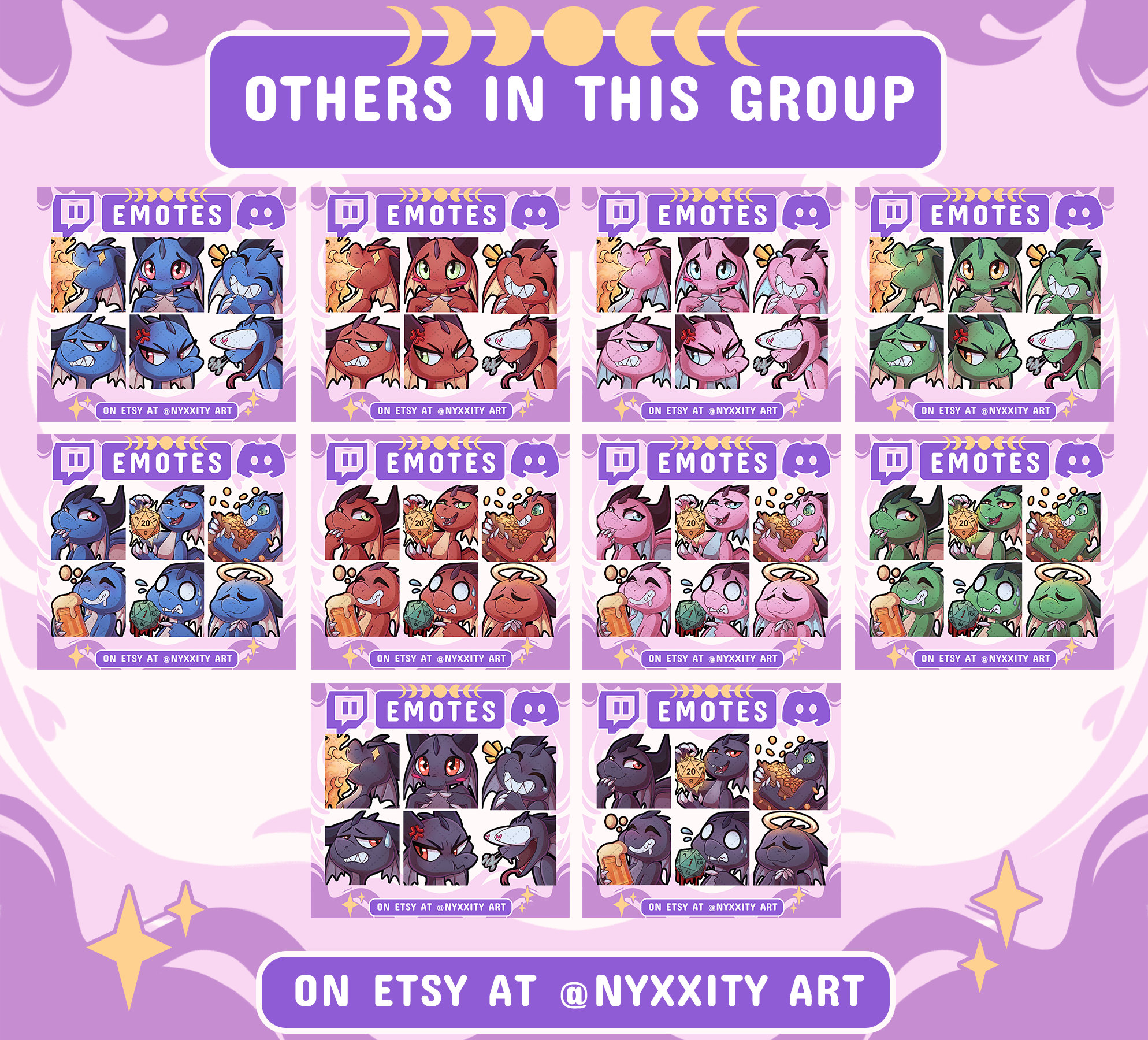 Dragon Twitch and Discord Emotes Set #1 Blue | 6 Cool Dnd Emojis for ...