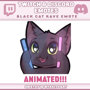 Animated Black Cat Rave Twitch Emote Funny Black Cat Emote - Etsy