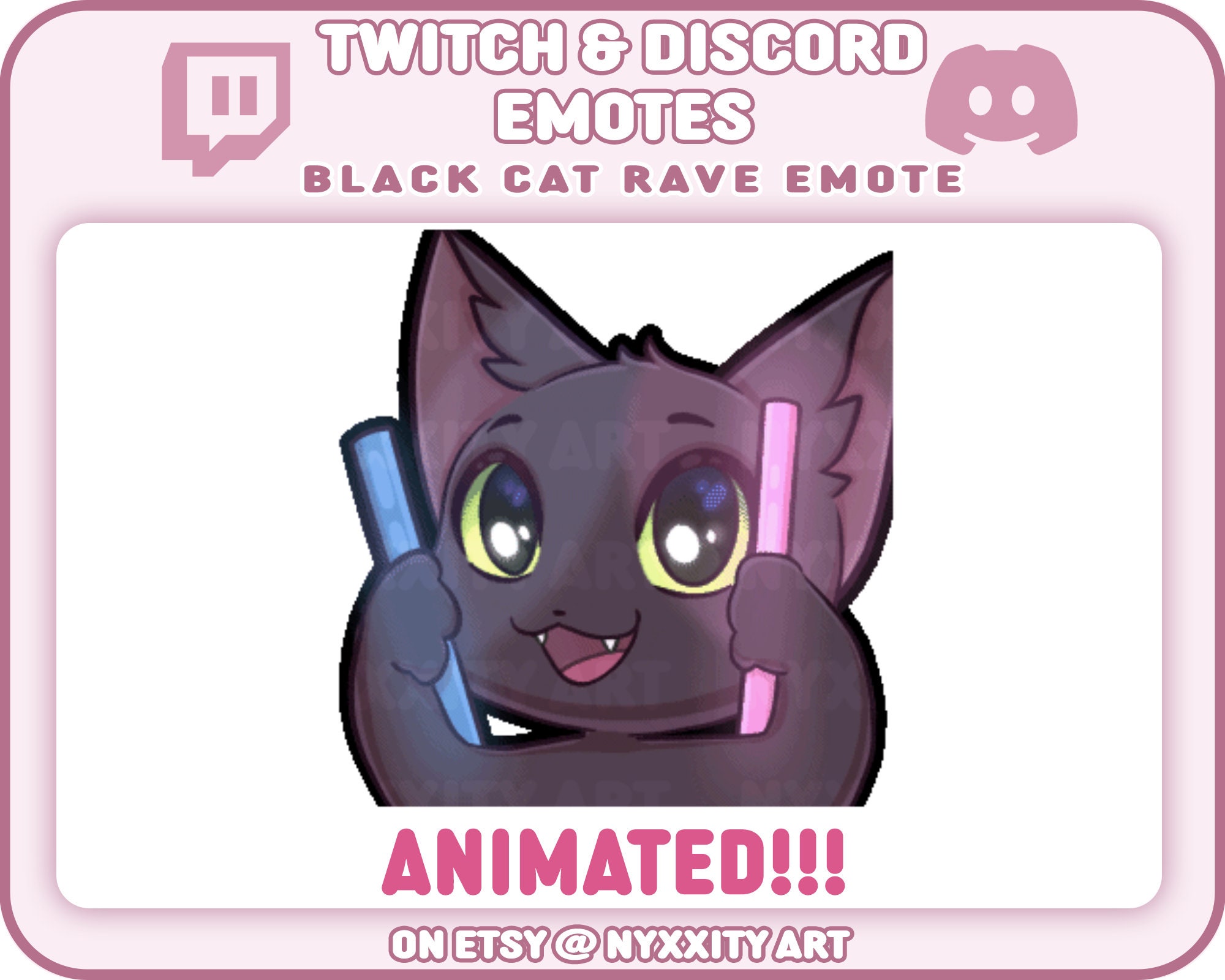 Animated Black Cat Rave Twitch Emote Funny Black Cat Emote - Etsy Canada