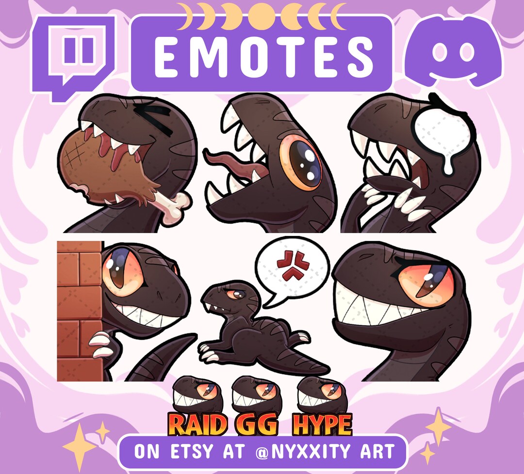 Dinosaur Twitch Emote Bundle, Raptor Twitch Emote Set for Streamer ...