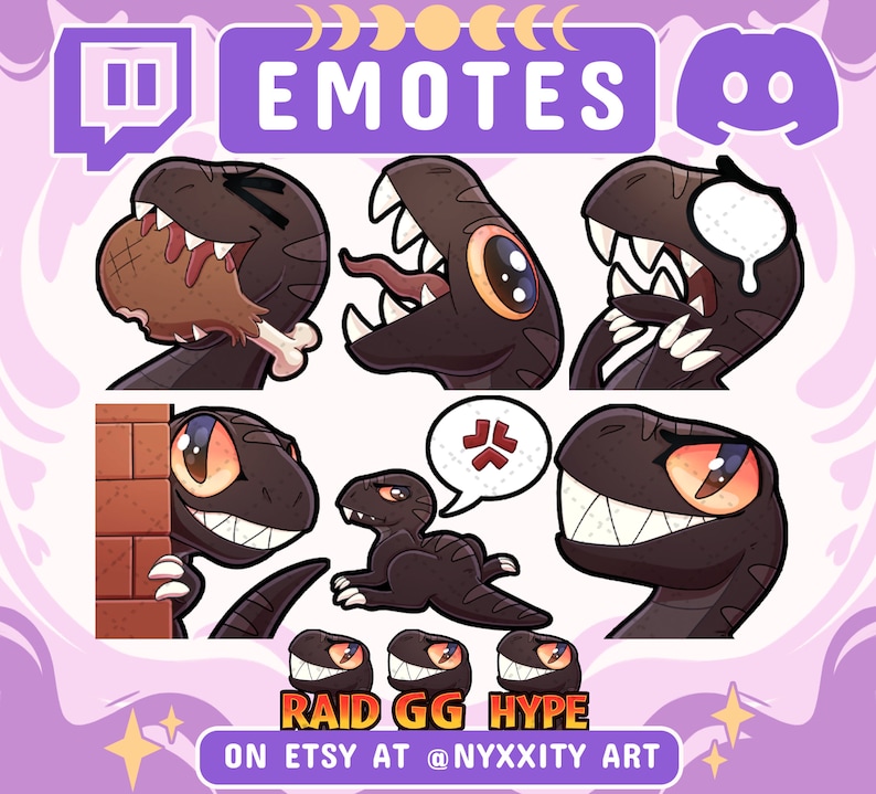 Dinosaur Twitch Emote Bundle, Raptor Twitch Emote Set for Streamer ...