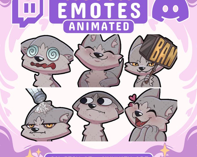 ANIMATED + STATIC Grey Wolf Emotes MEGA Bundle for Twitch and Discord ...