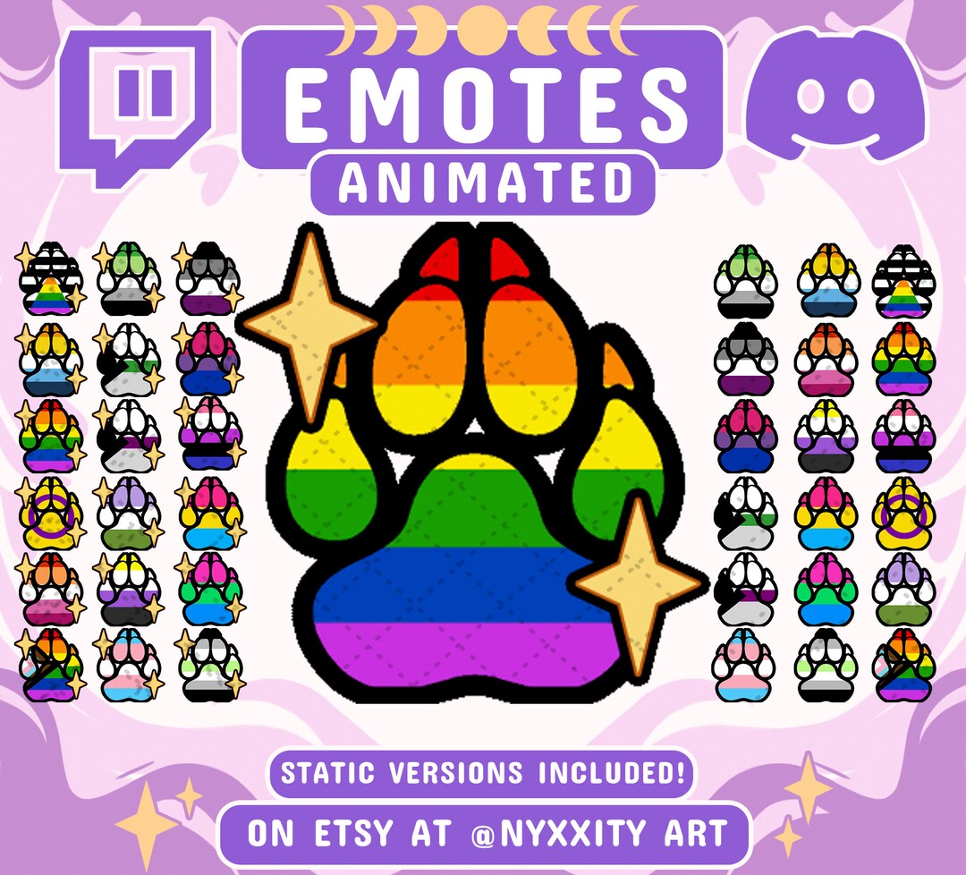 Animated Pride Twitch Emotes: LGBTQIA+ Paw Print Emote Pack (digital ...