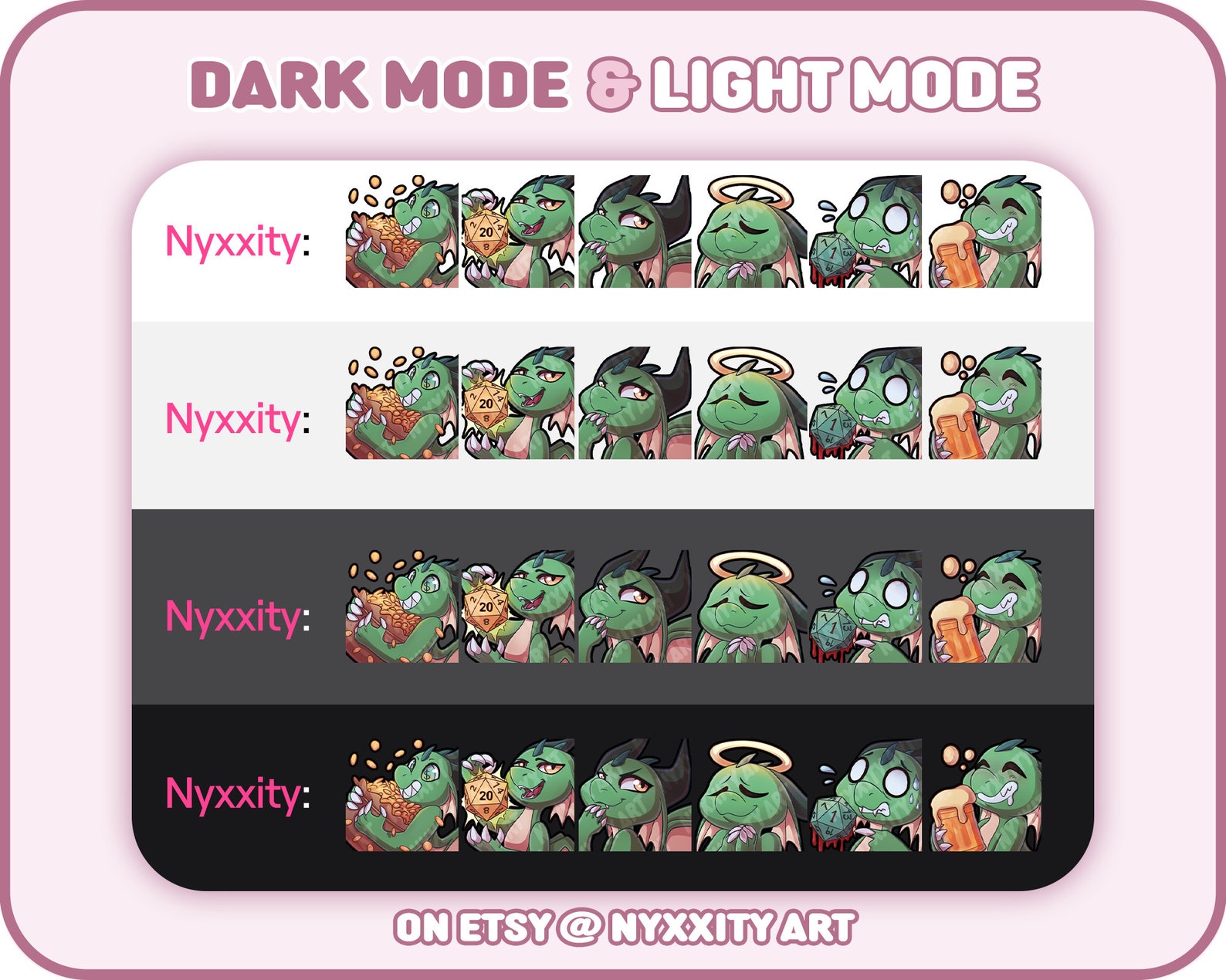 Dragon Twitch and Discord Emotes Set 2 Green 6 Cool Dnd - Etsy