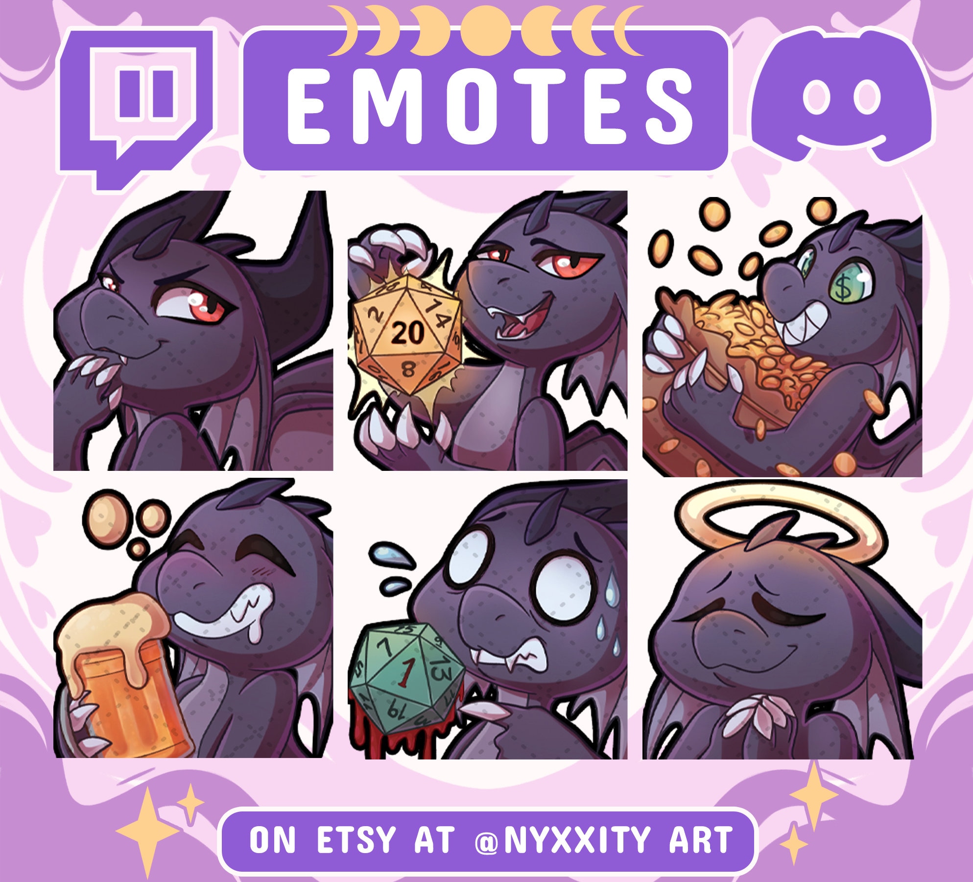 Dragon Twitch Emotes: Dnd Emojis for Discord, Kick, Youtube (digital ...
