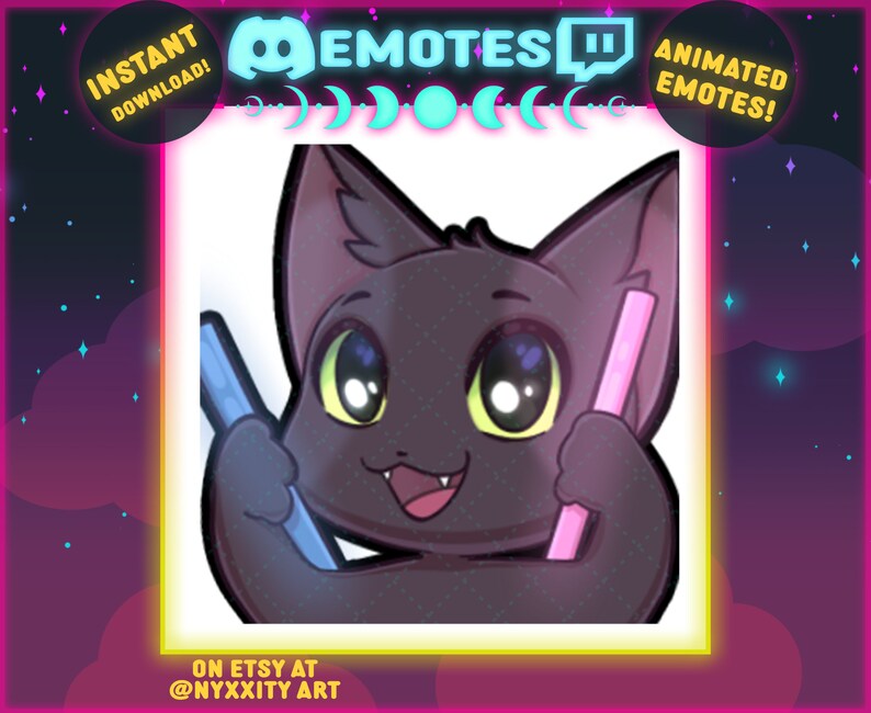 Animated Black Cat Rave Twitch Emote Funny Black Cat Emote - Etsy