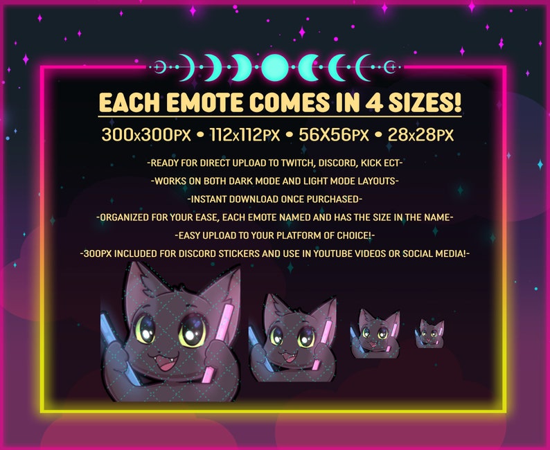 Animated Black Cat Rave Twitch Emote Funny Black Cat Emote - Etsy