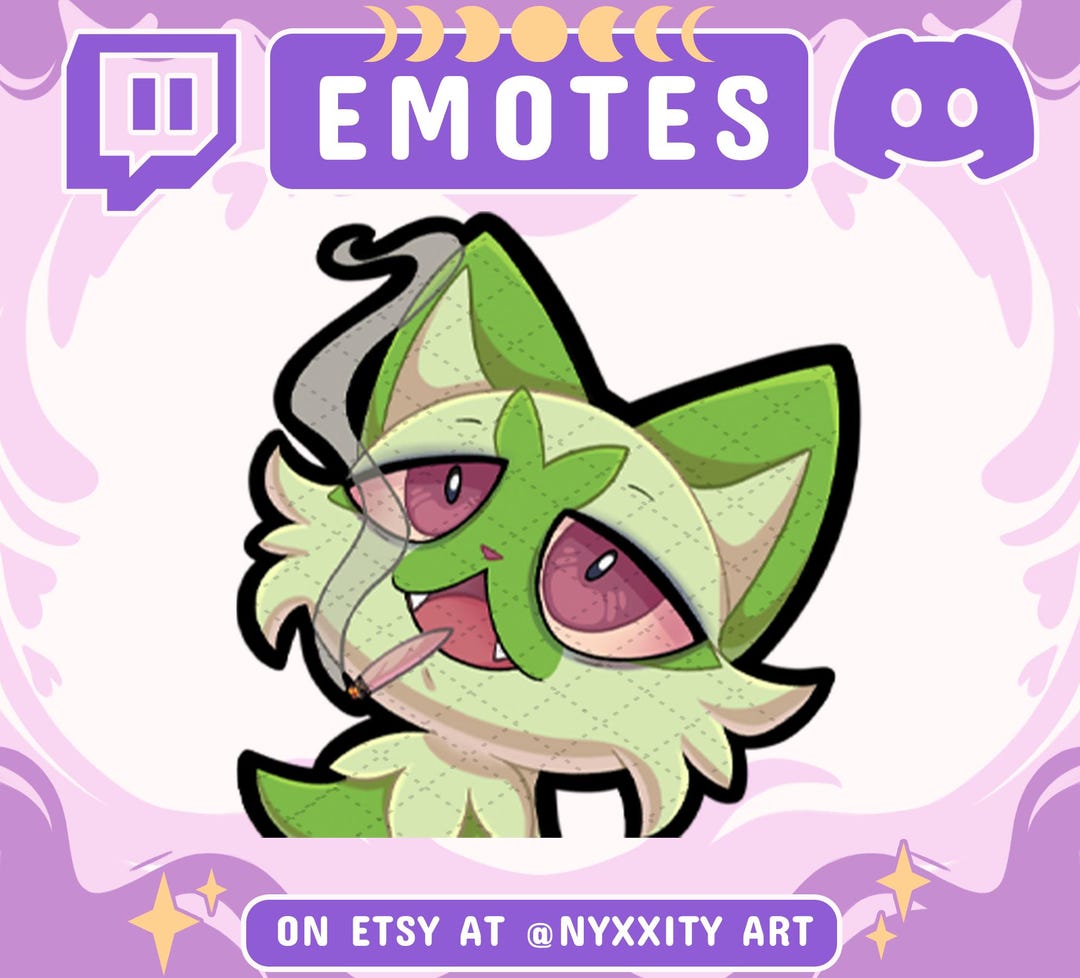 Sprigatito Weed Cat Twitch Emote | Meme Kawaii Twitch Emote / Emoji for ...