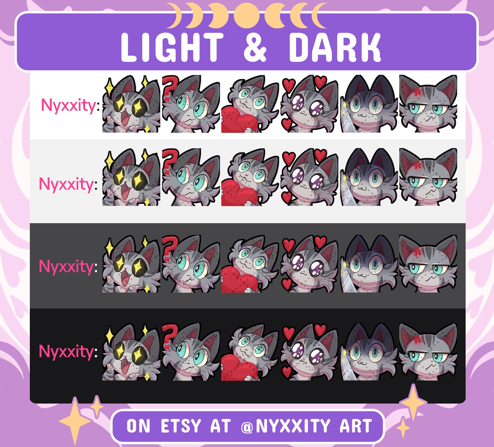 Grey Tabby Cat Twitch Emotes | Cute Streamer Emoji Pack (digital File ...