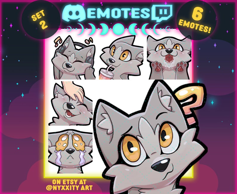 Gray Wolf Twitch and Discord Emotes Set 2 6 Cool Emojis for - Etsy