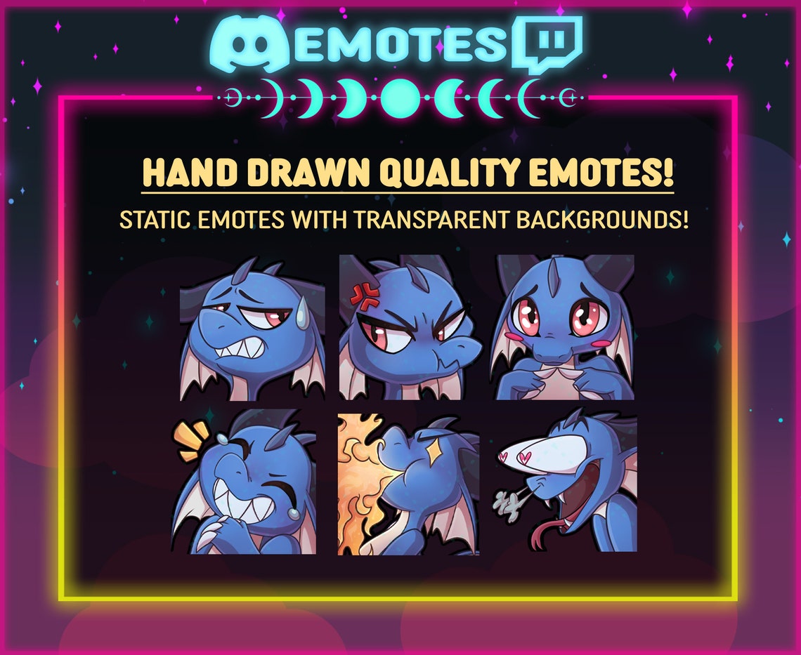 Dragon Twitch and Discord Emotes Set 1 Blue 6 Cool Dnd - Etsy