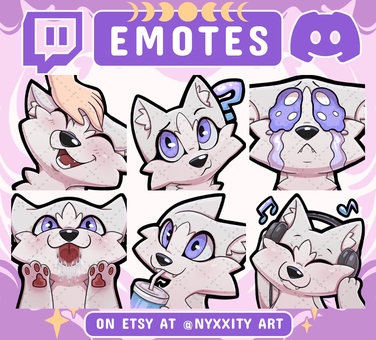 White Wolf Twitch and Discord Emotes Set #2 | 6 Cool Emojis for ...