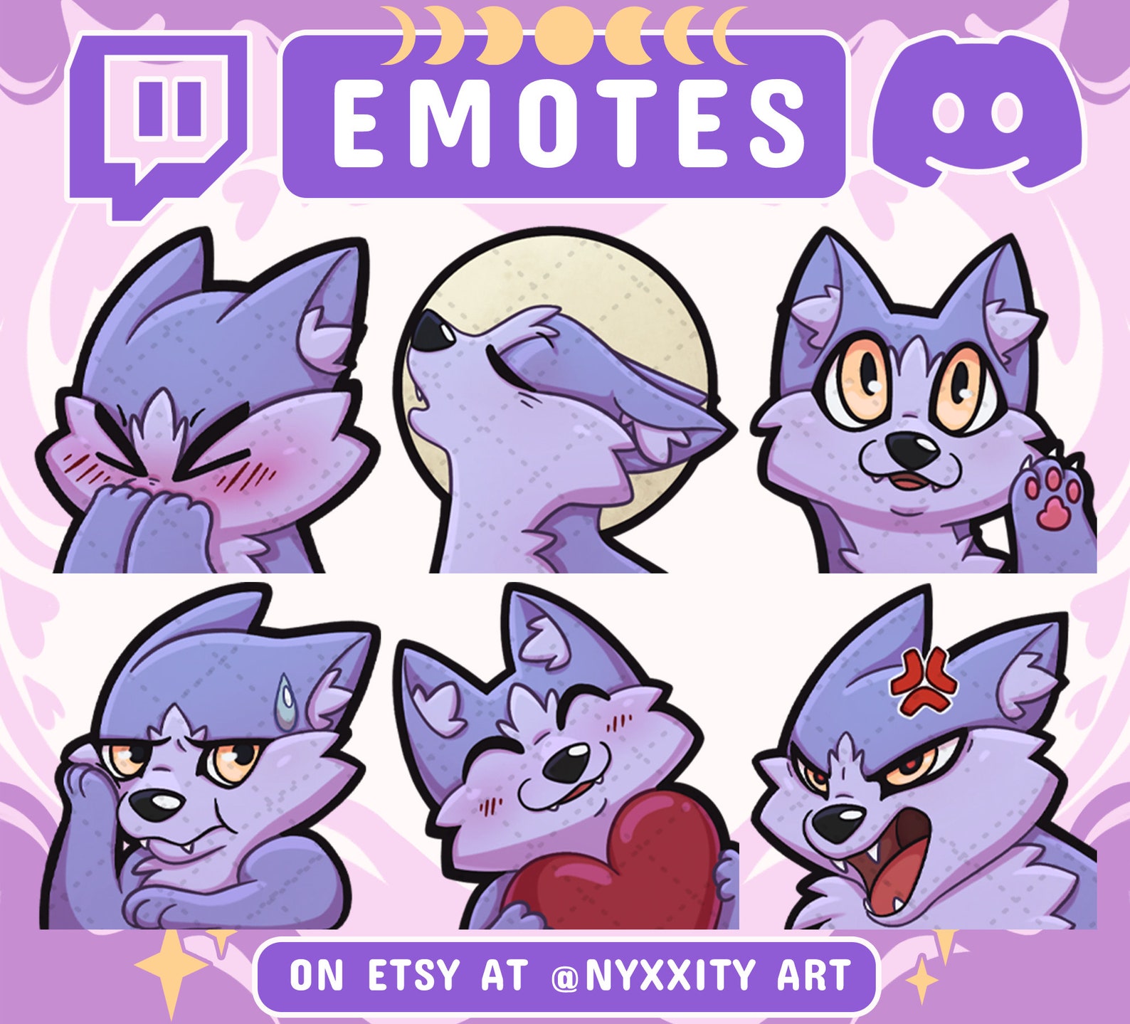 Blue Wolf Twitch and Discord Emotes | 6 Cool Emojis for Streamers ...