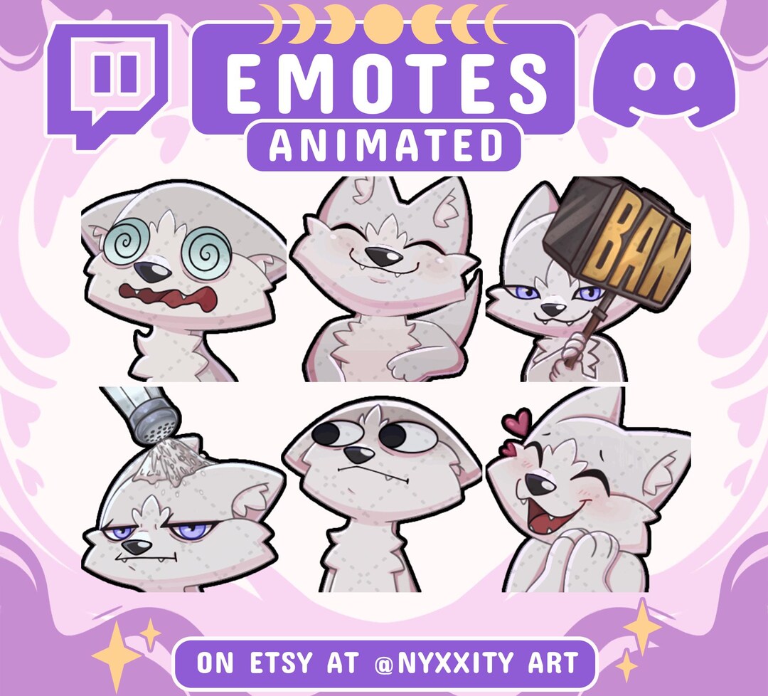 Animated + Static Wolf Twitch Emotes | Instant Download | 6 Cool Custom ...