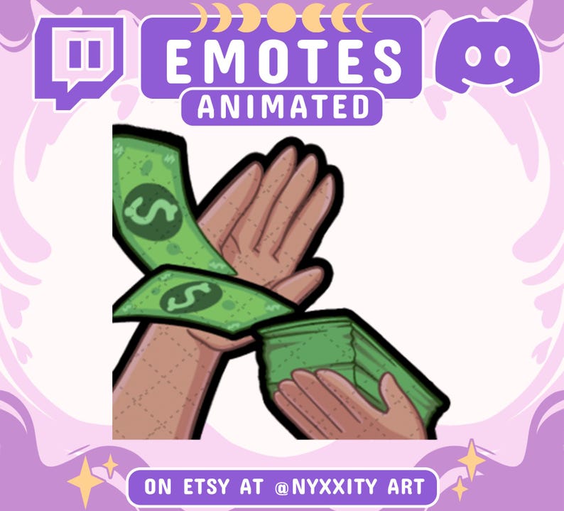 Animated + Static Throwing Money Twitch Emote | Hand Donation Emote for ...