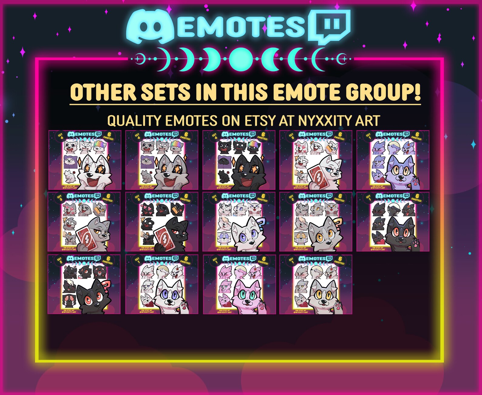 Gray Wolf Twitch and Discord Emotes Set 3 6 Cool Emojis for - Etsy