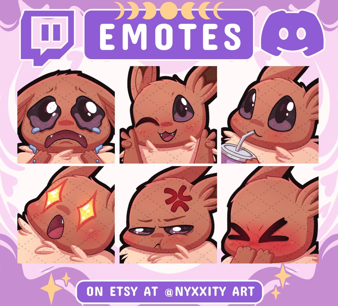 Cute Eevee Emotes for Twitch and Discord | Streamer Emoji Set (digital ...