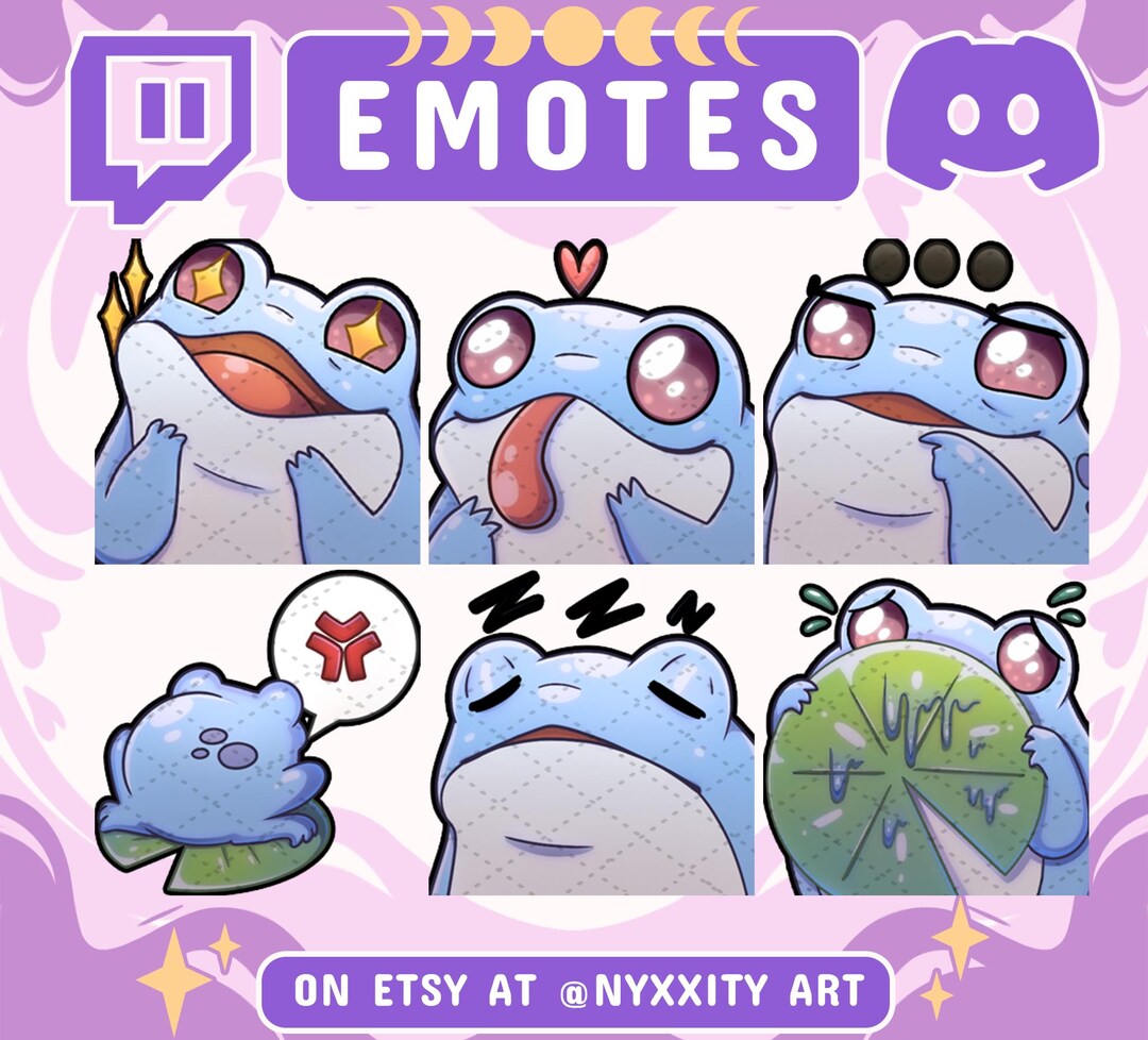 Frog Emotes Twitch Emote Set | 6 Cool Emojis for Streamers | Wolf ...