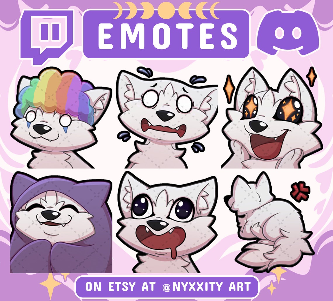 White Wolf Twitch and Discord Emotes Set #4 | 6 Cool Emojis for ...