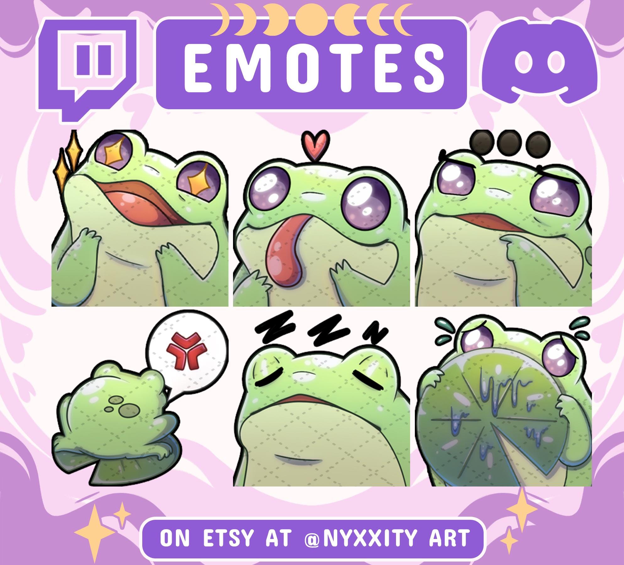 Frog Emotes Twitch Emote Set | 6 Cool Emojis for Streamers | Wolf ...
