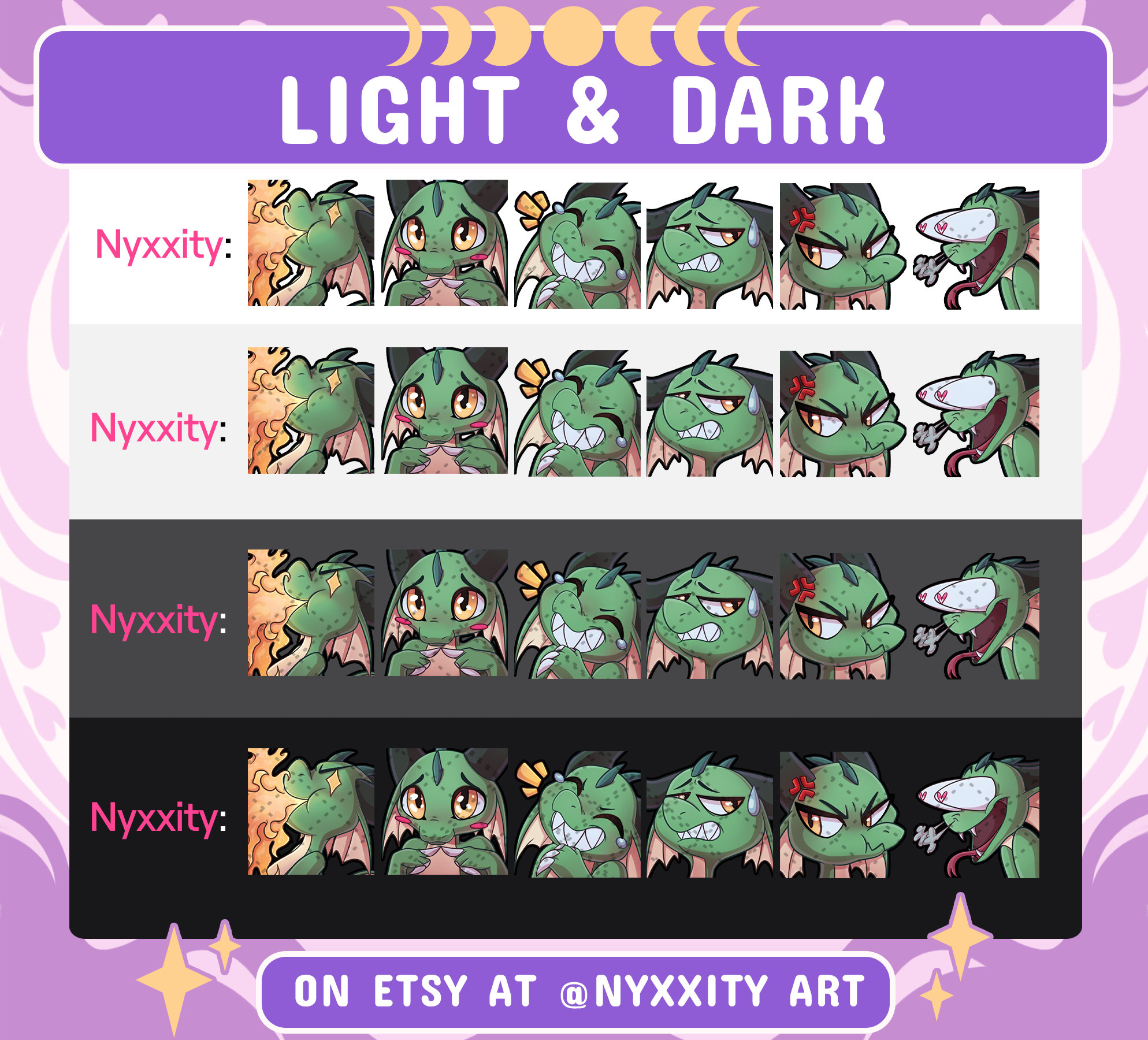 Dragon Twitch and Discord Emotes Set #1 Green | 6 Cool Dnd Emojis for ...