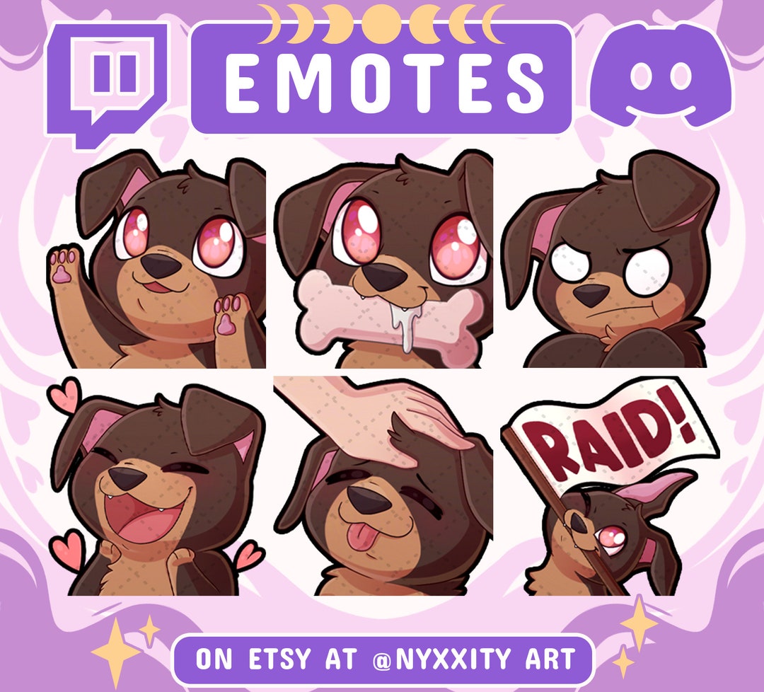Cute Brown Puppy Twitch Emotes | Kawaii Dog Emojis (digital Download ...