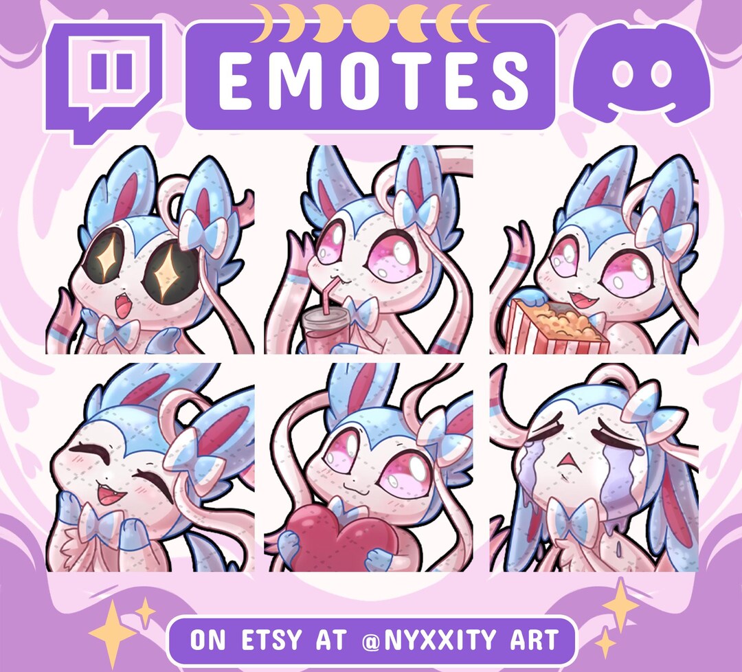 Sylveon Shiny Emote Set: Hand-drawn Twitch Emojis (digital Download) - Etsy