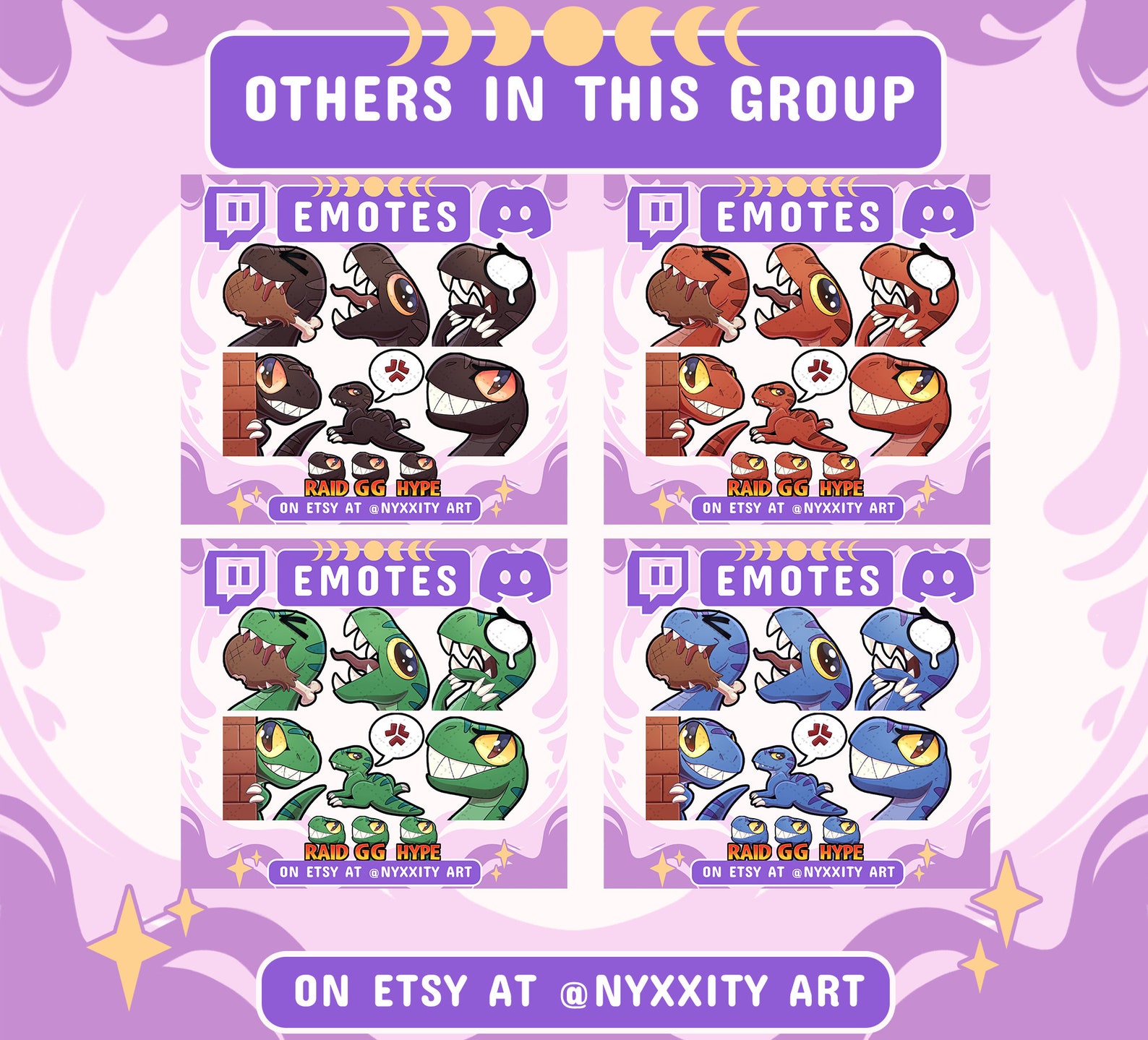Raptor Twitch Emote Bundle: Dinosaur Streamer Pack (digital Download ...