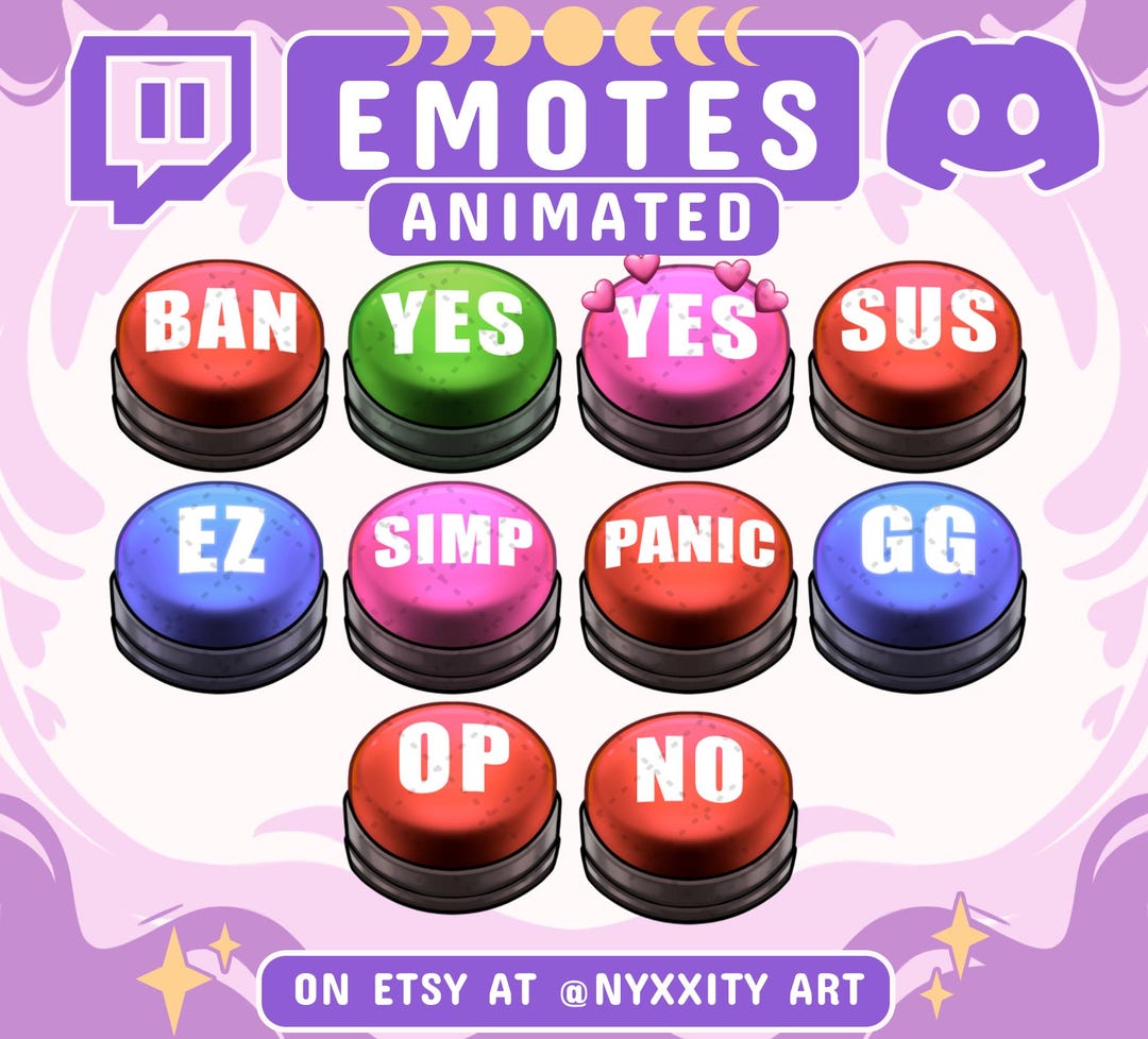 Animated Button Emote Pack: Meme Emotes for Twitch & Discord (digital ...