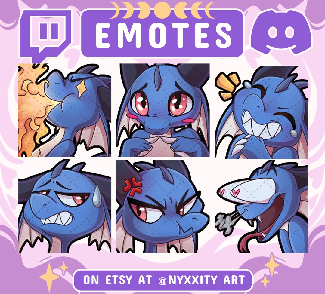 Dragon Twitch and Discord Emotes Set #1 Blue | 6 Cool Dnd Emojis for ...