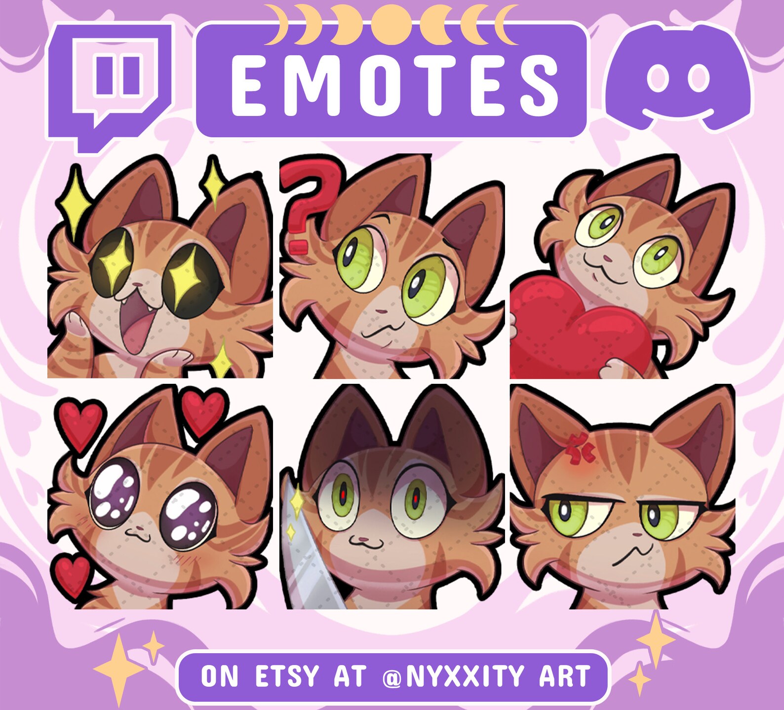 Orange Tabby Cat Twitch Emote Bundle Set #1| Cute Twitch Emote for ...