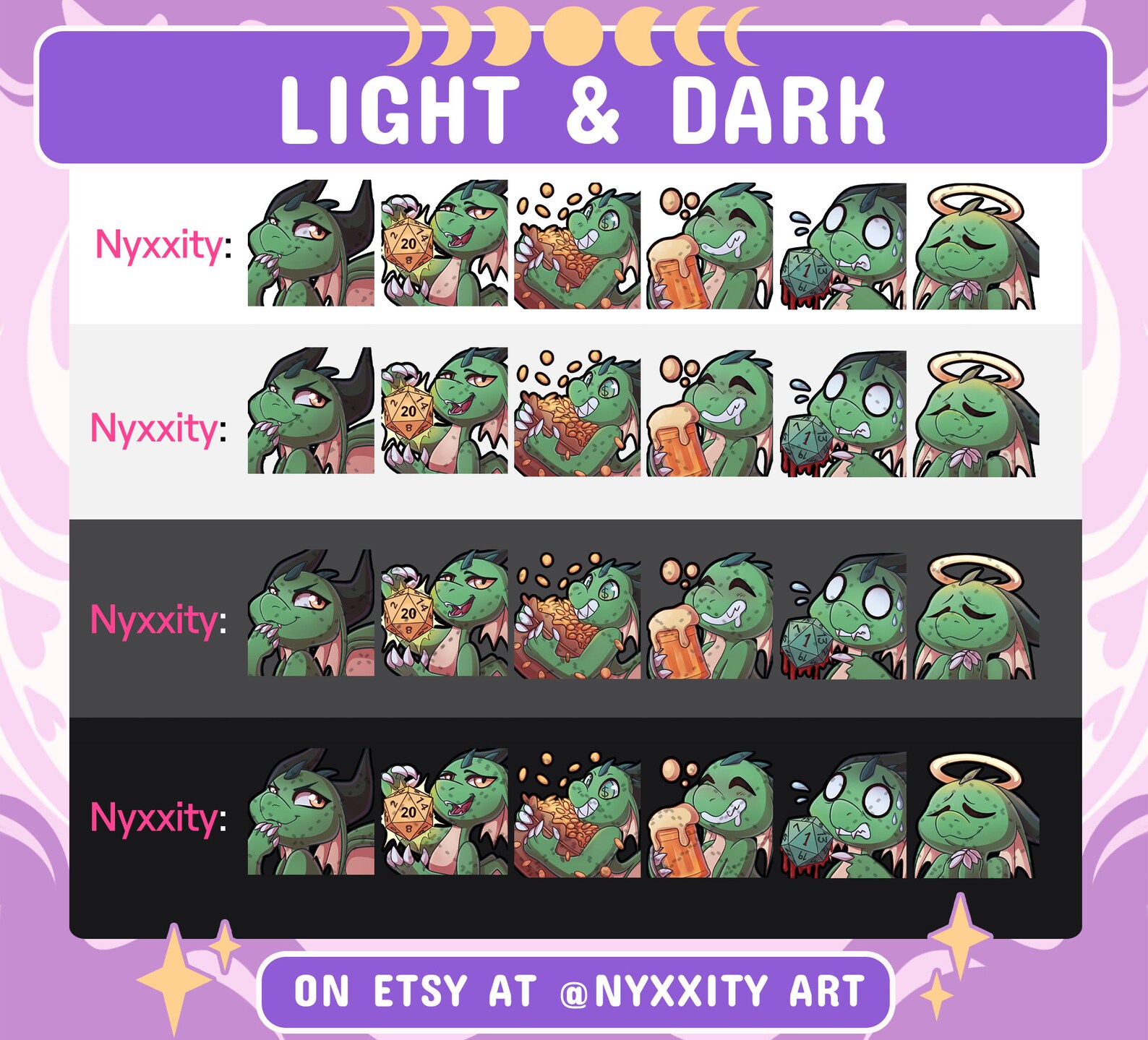 Dragon Twitch and Discord Emotes Set 2 Green 6 Cool Dnd - Etsy