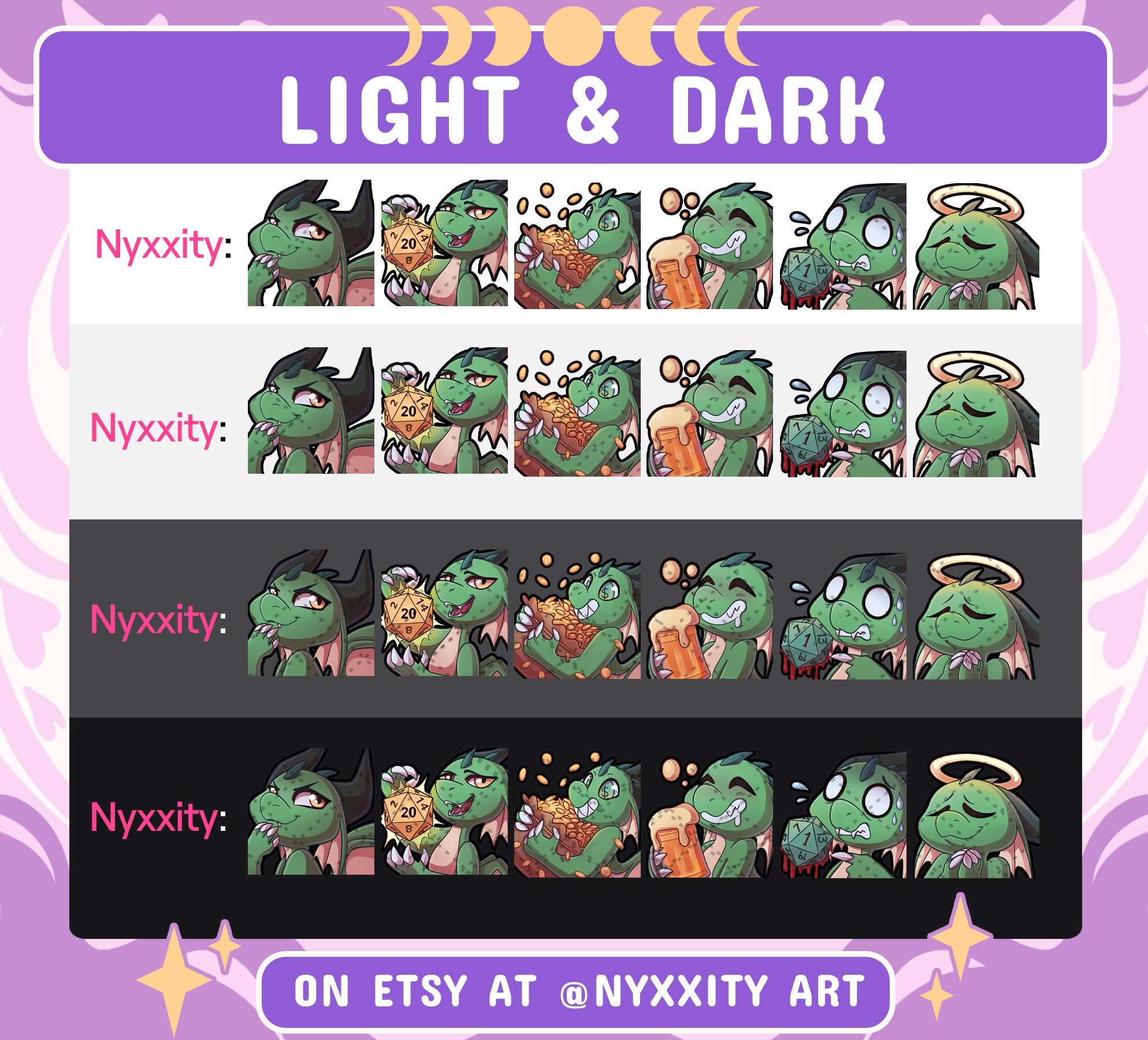 Dragon Twitch and Discord Emotes Set #2 Green | 6 Cool Dnd Emojis for ...